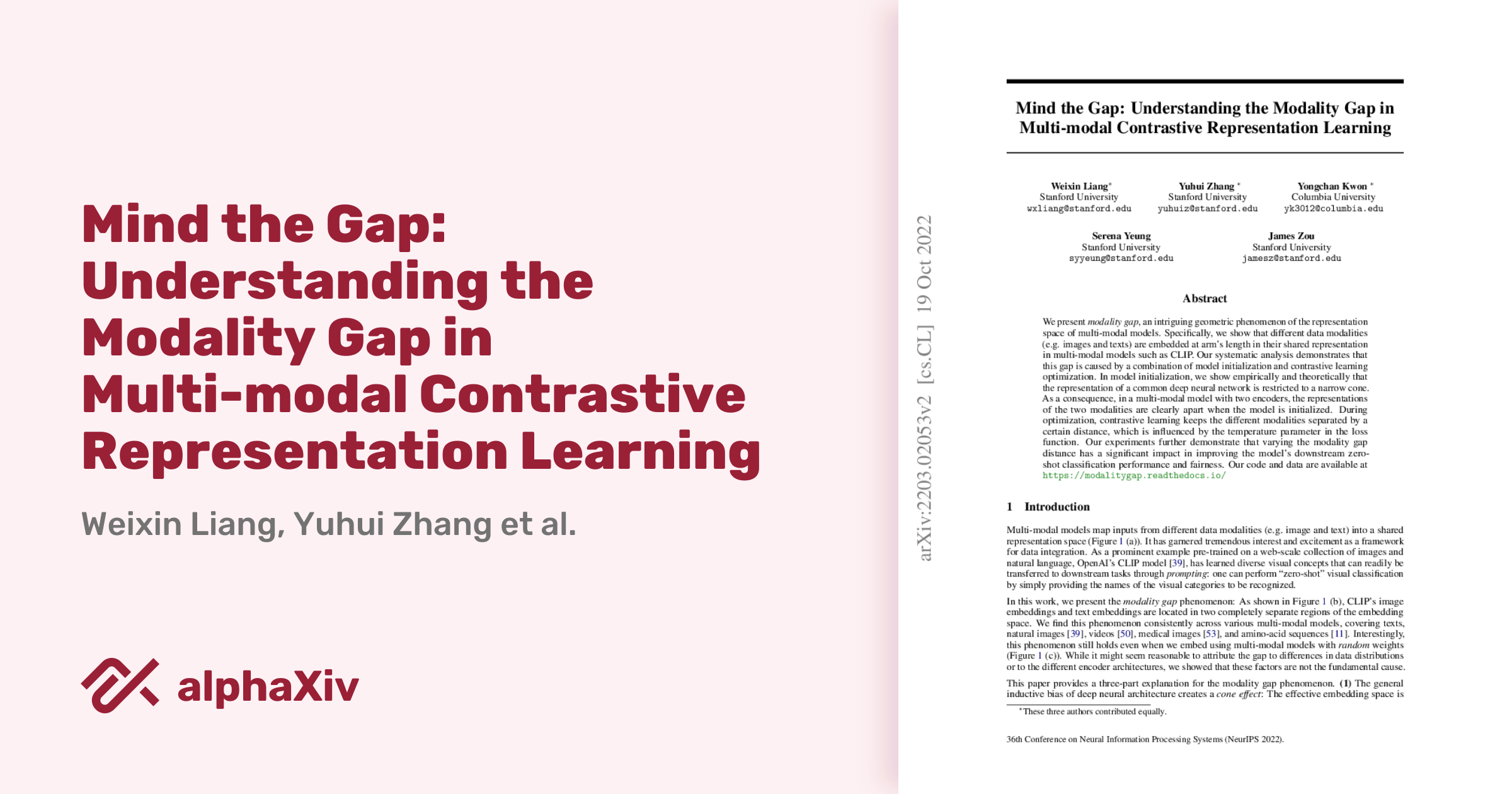 Mind the Gap: Understanding the Modality Gap in Multi-modal Contrastive ...