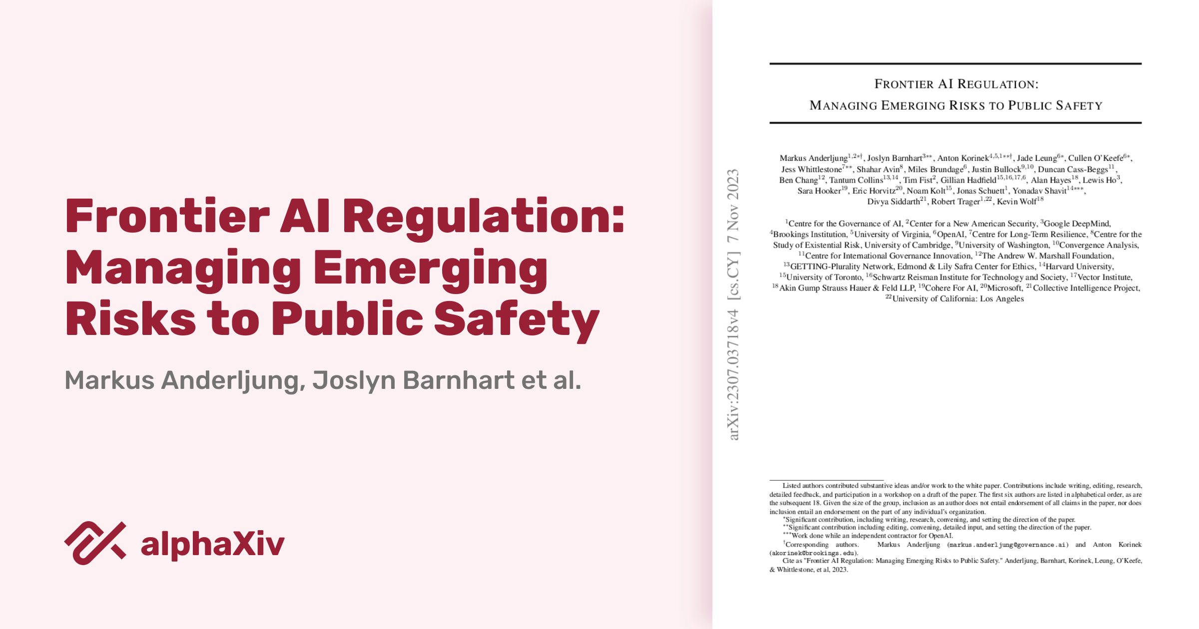 Frontier AI Regulation: Managing Emerging Risks to Public Safety | alphaXiv
