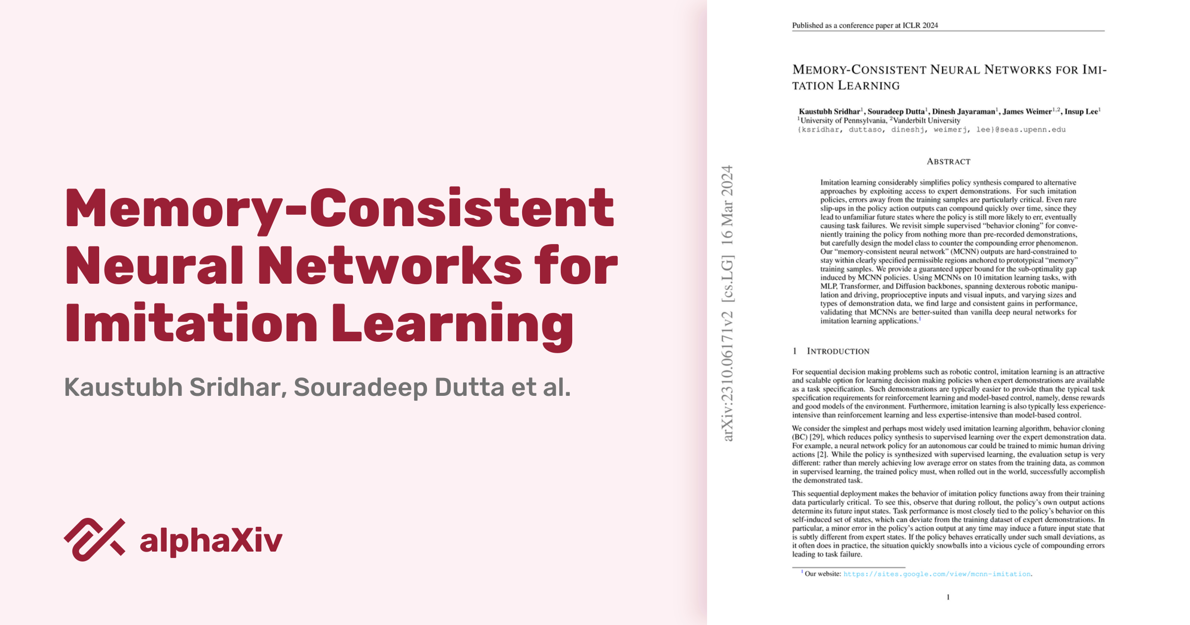 Memory-Consistent Neural Networks for Imitation Learning | alphaXiv