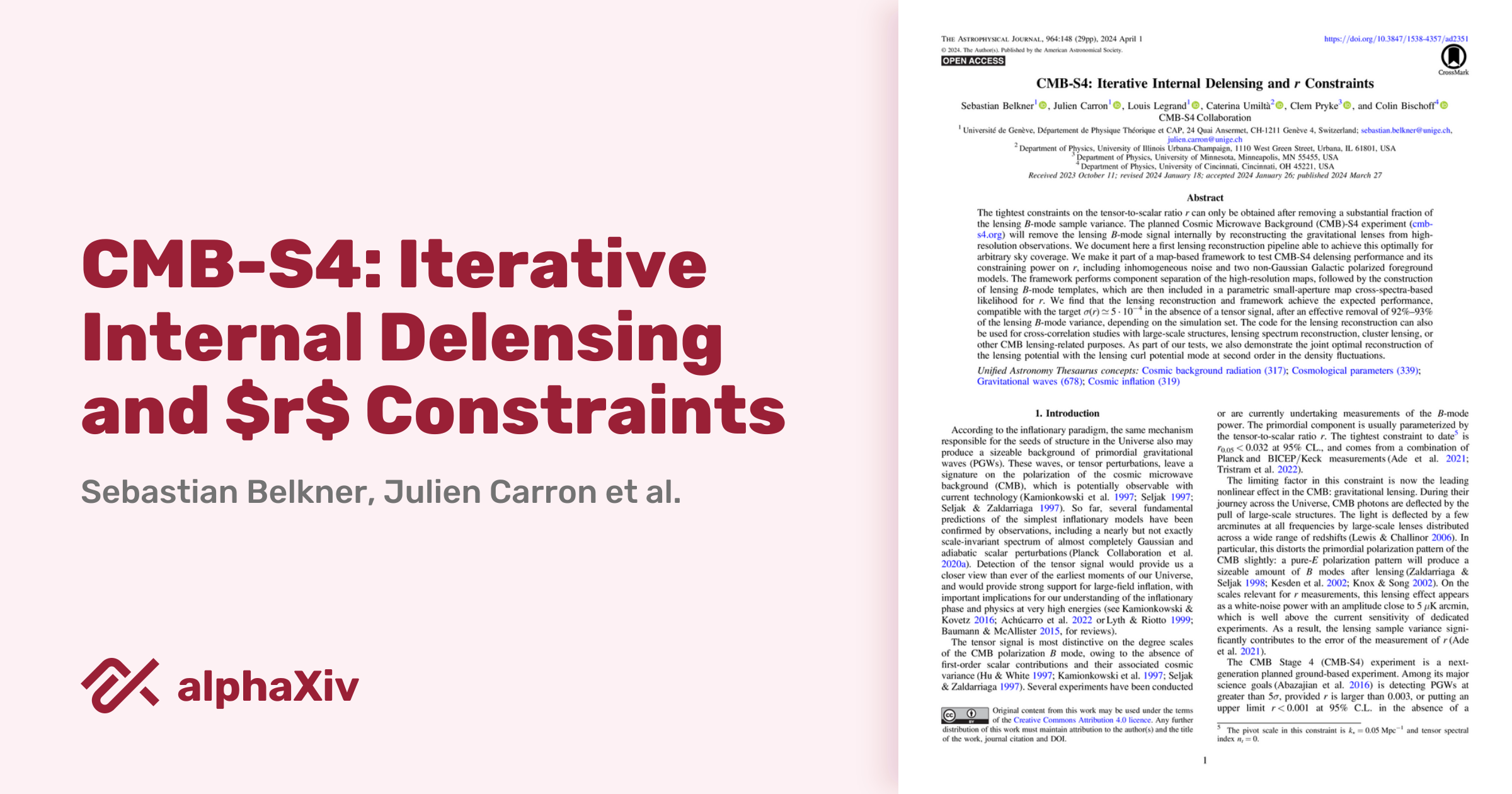 CMB-S4: Iterative Internal Delensing and $r$ Constraints | alphaXiv