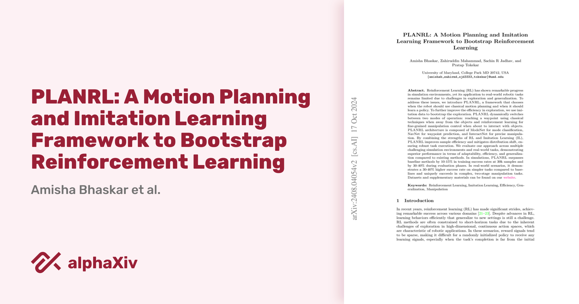 PLANRL: A Motion Planning and Imitation Learning Framework to Bootstrap ...