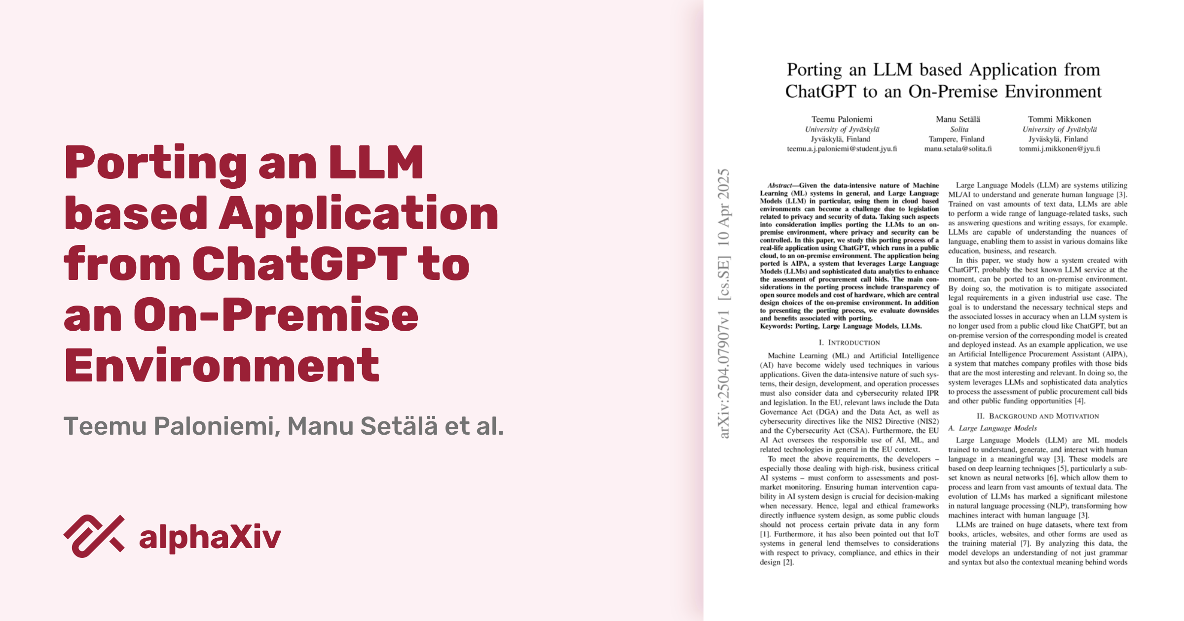 Porting an LLM based Application from ChatGPT to an On-Premise ...