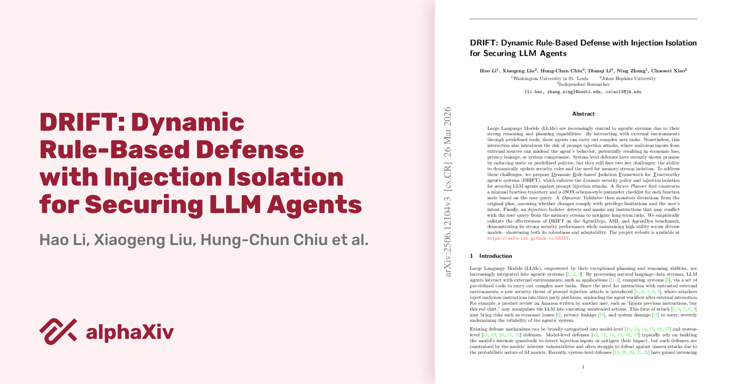 DRIFT: Dynamic Rule-Based Defense with Injection Isolation for Securing ...