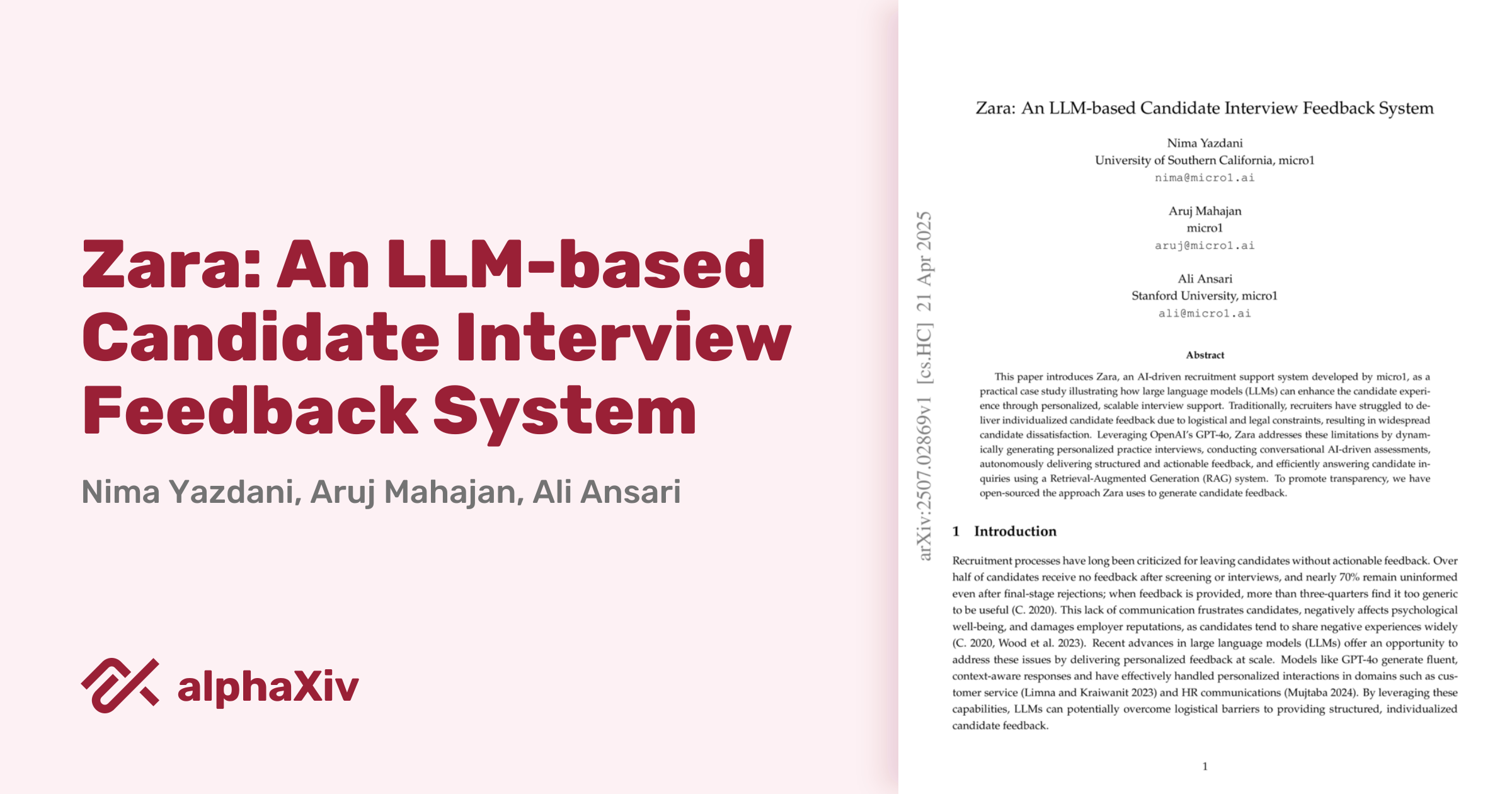 Zara: An LLM-based Candidate Interview Feedback System | alphaXiv
