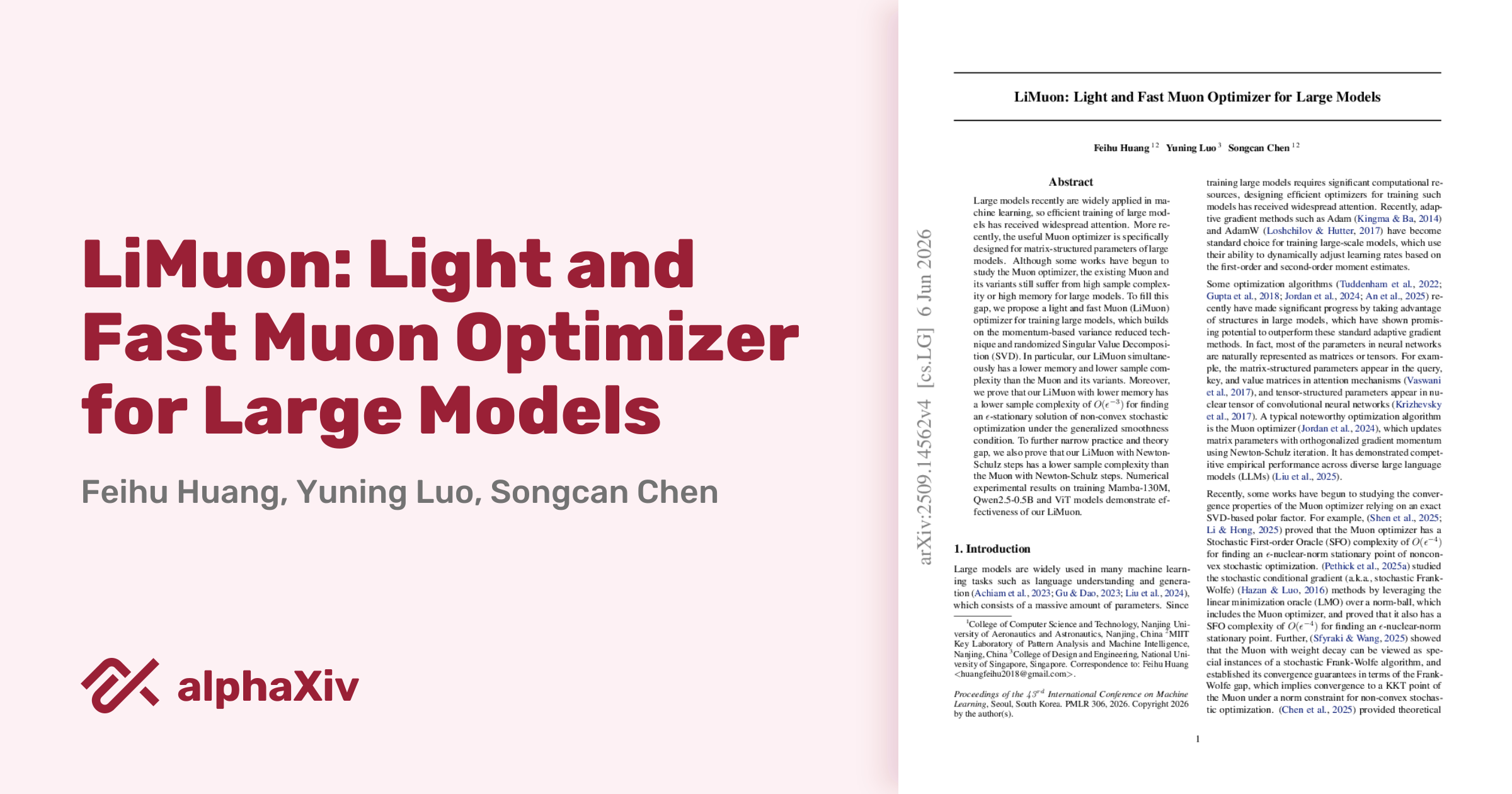 LiMuon: Light and Fast Muon Optimizer for Large Models | alphaXiv