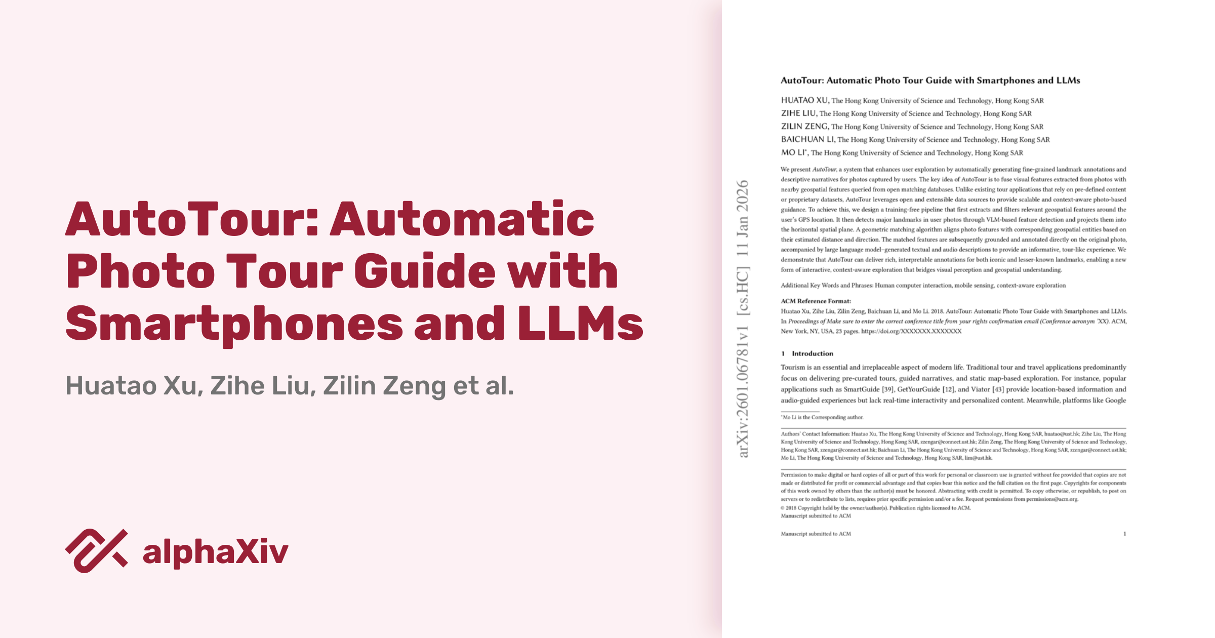 AutoTour: Automatic Photo Tour Guide with Smartphones and LLMs | alphaXiv