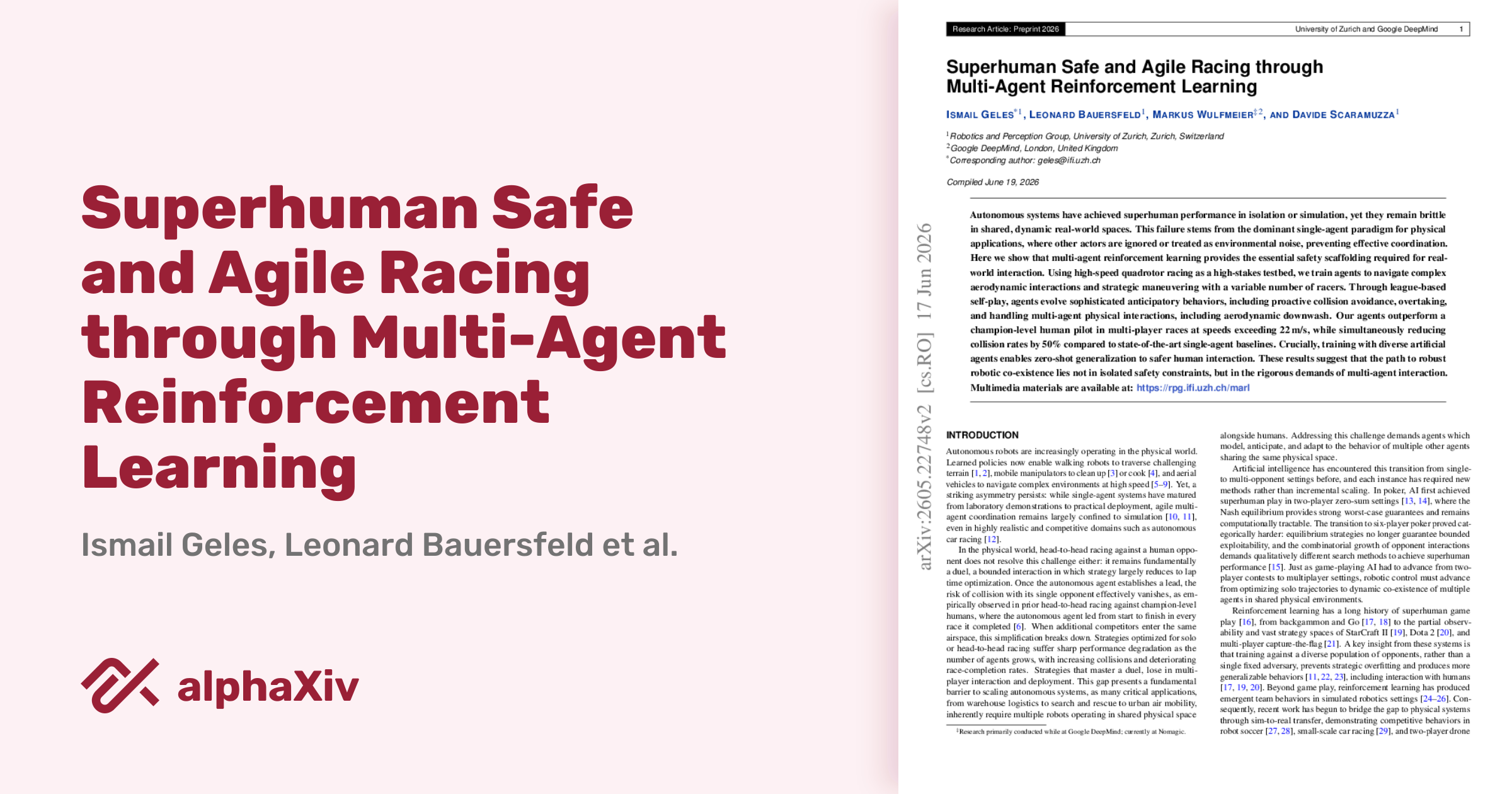 Superhuman Safe and Agile Racing through Multi-Agent Reinforcement ...