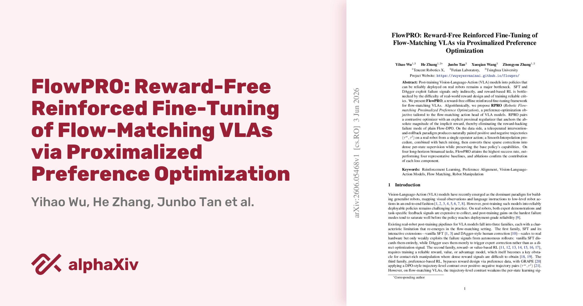 FlowPRO: Reward-Free Reinforced Fine-Tuning of Flow-Matching VLAs via ...