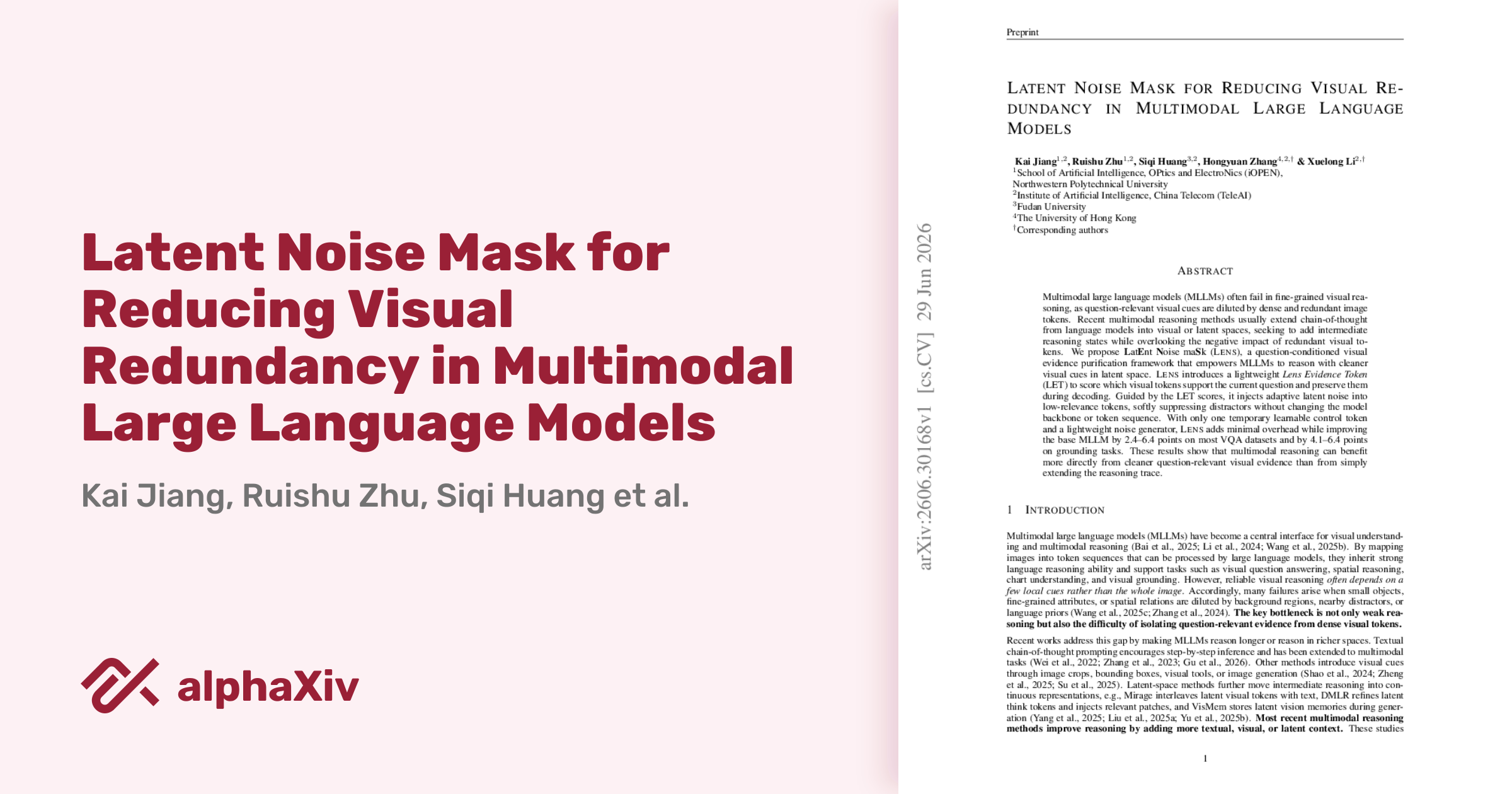 Latent Noise Mask for Reducing Visual Redundancy in Multimodal Large ...