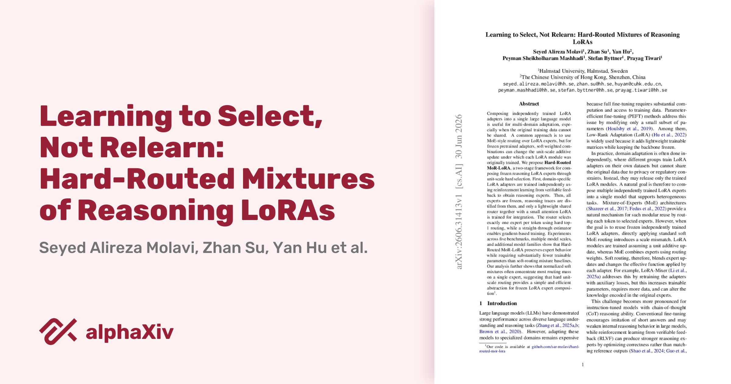 Learning to Select, Not Relearn: Hard-Routed Mixtures of Reasoning ...