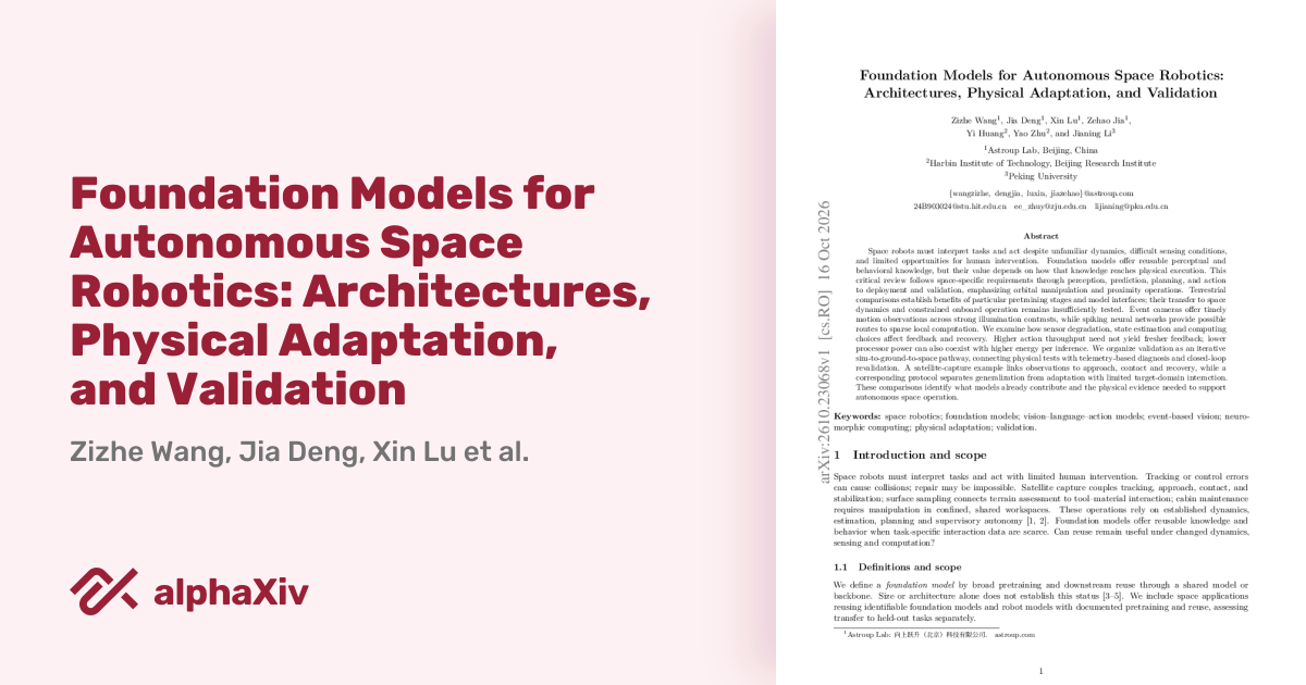 Foundation Models for Autonomous Space Robotics: Architectures ...